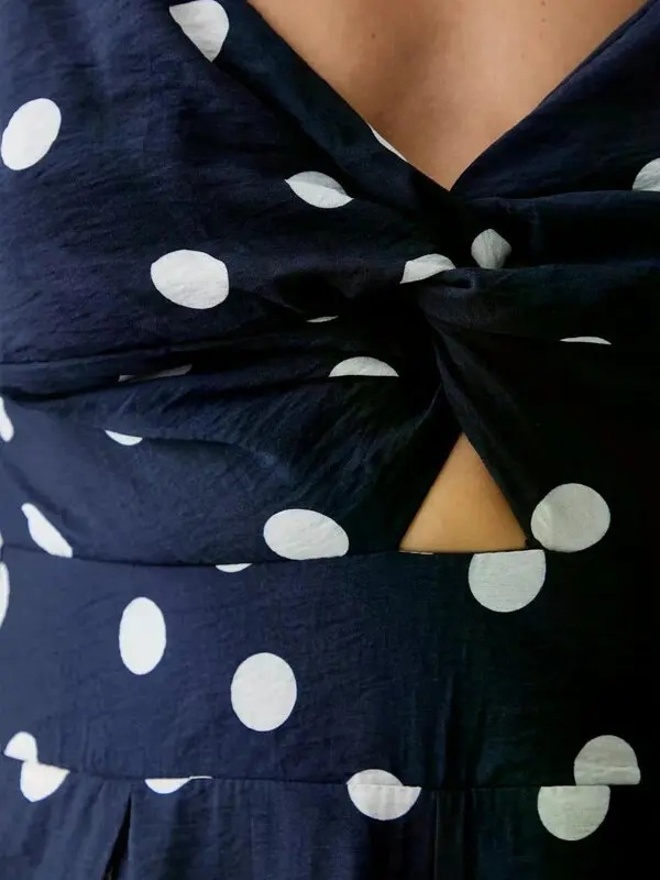 MORGAN Polka-dot Twist-detail Jumpsuit