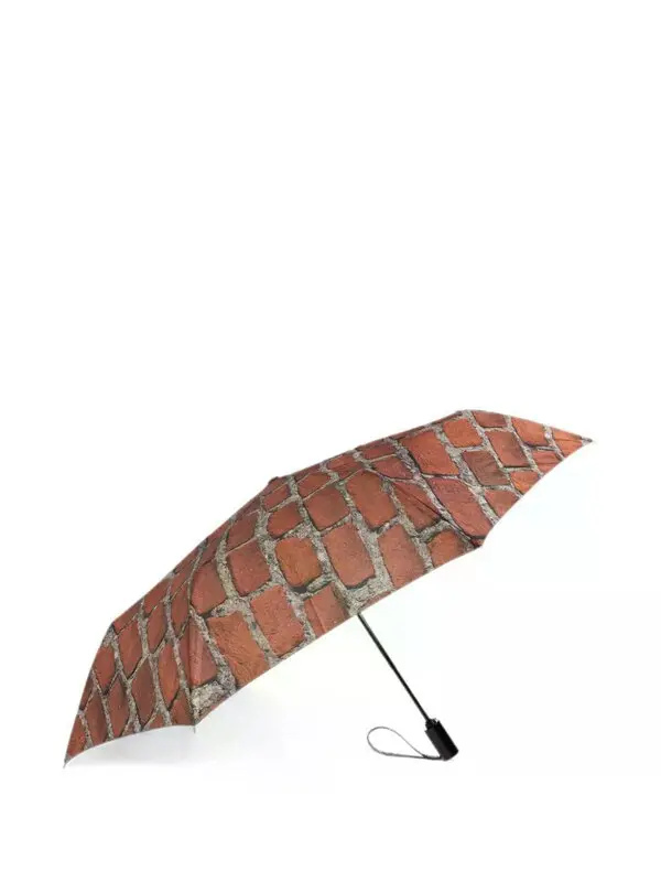 Moschino Brick-print Folding Umbrella - Orange