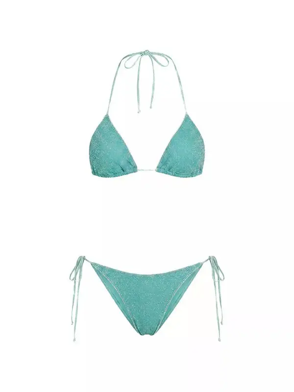 Oseree Lurex Tie-fastening Bikini - Blue
