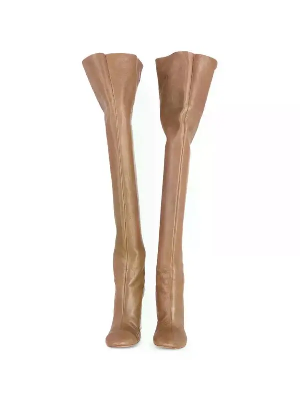 Chloé Brown Leather Over-the-knee Boots With Clear Block Heel