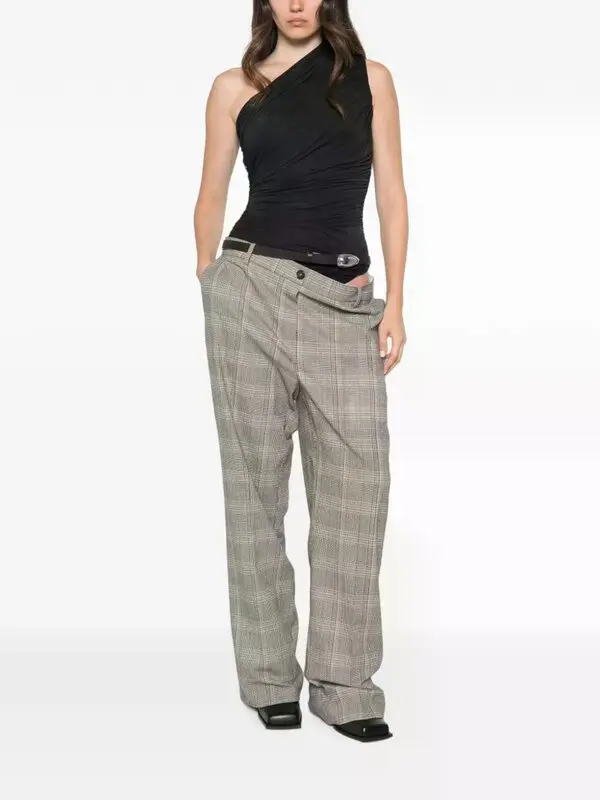 Patrizia Pepe Checked Oversized-waist Trousers - Grey