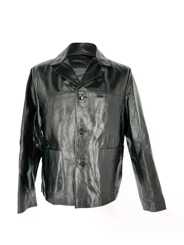 AMI Paris Single-breasted Leather Blazer