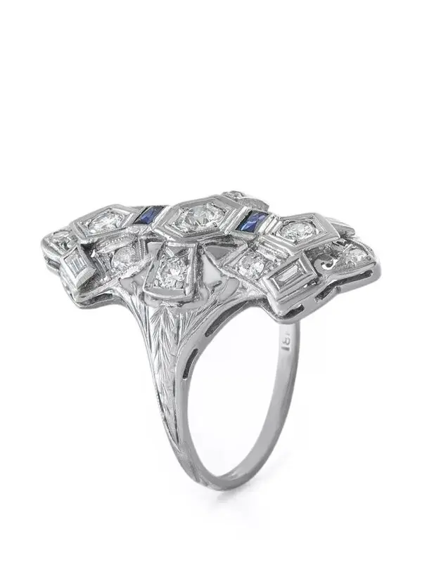 LB EXCLUSIVE Art Deco Diamond Sapphire Ring