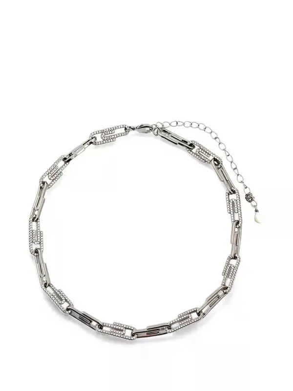 AMIE DUBAI Crystal-embellished Paperclip-link Necklace - Silver