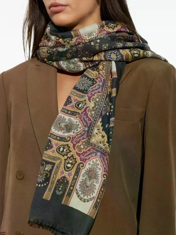 Etro Paisley-print Frayed Scarf