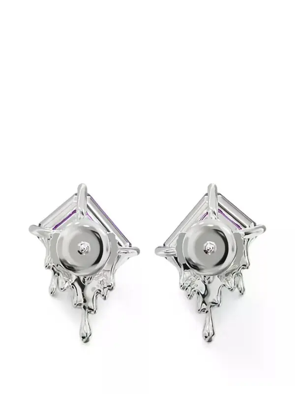 SAPFIRA Emerald-cut Drip-detail Earrings - Silver