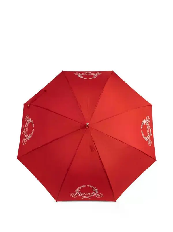 Moschino Logo-print Curved-handle Umbrella - Red