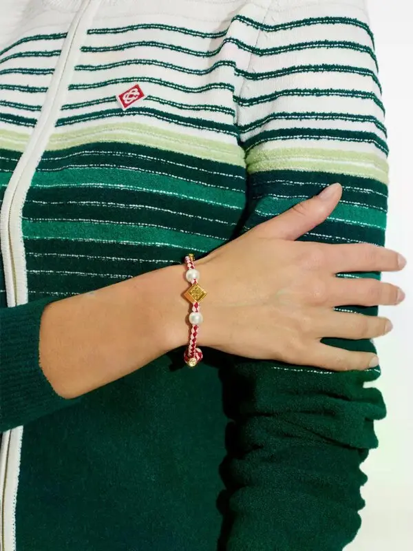 Casablanca Pearl Embellished Braided Bracelet