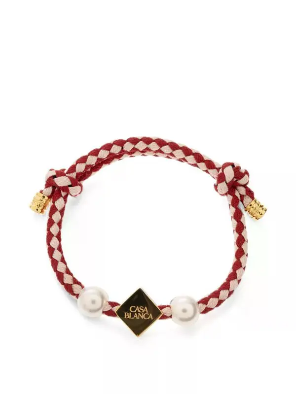 Casablanca Pearl Embellished Braided Bracelet