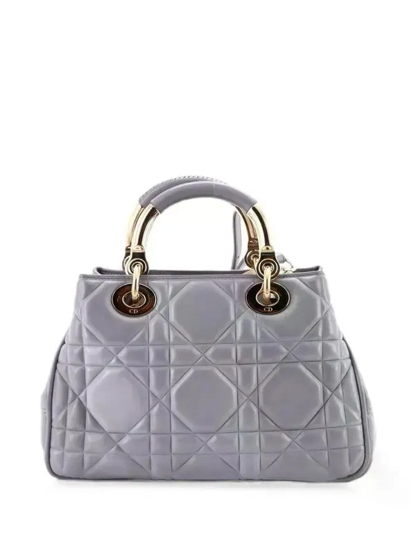 Dior Lady 95.22 Bag Cannage Embossed Leather Small Crossbody Bag - Grey