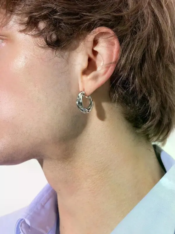 JIL SANDER Twisted Hoop Earring - Silver