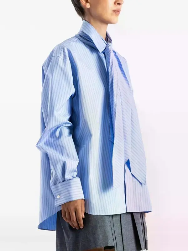 Sacai Striped Tie-neck Shirt