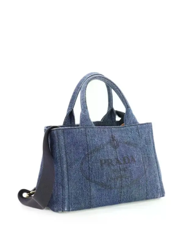 Prada Canapa Convertible Denim Mini Tote Bag