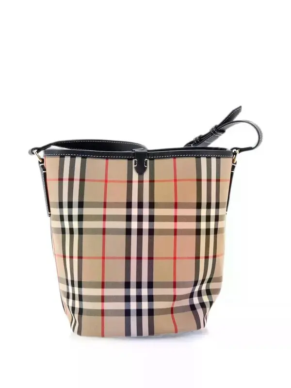 Burberry Ashby Vintage Check Canvas And Leather Mini Bucket Bag