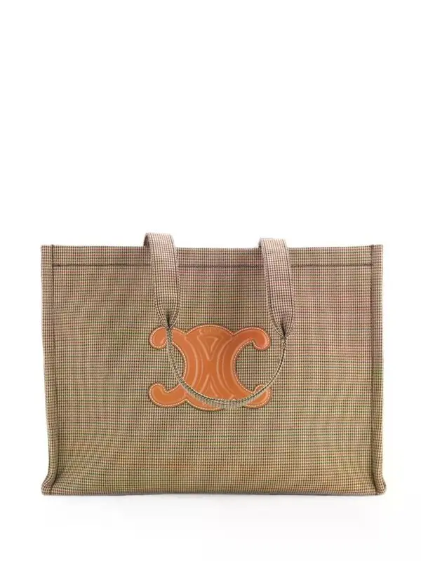 Celine Cabas Thais Fabric With Leather Large Tote Bag - Brown