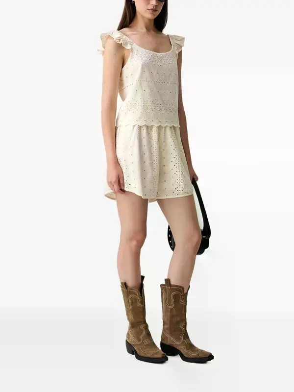 VICOLO Broderie-anglaise Elasticated-waist Shorts