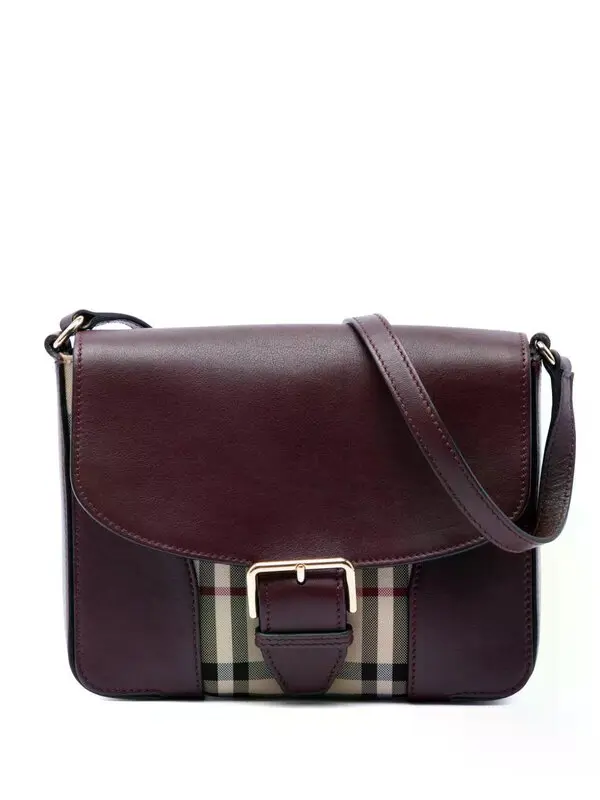 Burberry 2000-2017 Small Haymarket Check Nylon And Leather Dickens Crossbody Bag - Red