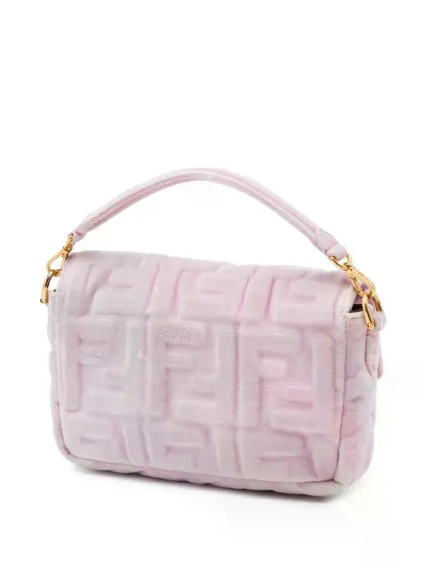 Fendi Mini Zucca Embossed Velvet Baguette Satchel