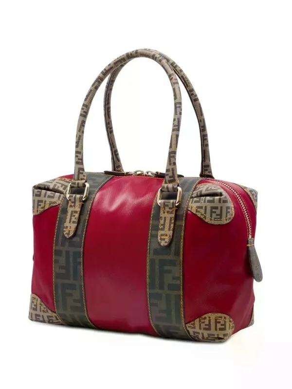 Fendi Zucca Trimmed Coated Canvas Boston Bag
