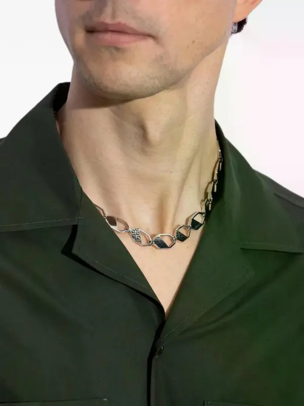 Fendi Ff Motif Geometric-link Necklace - Silver