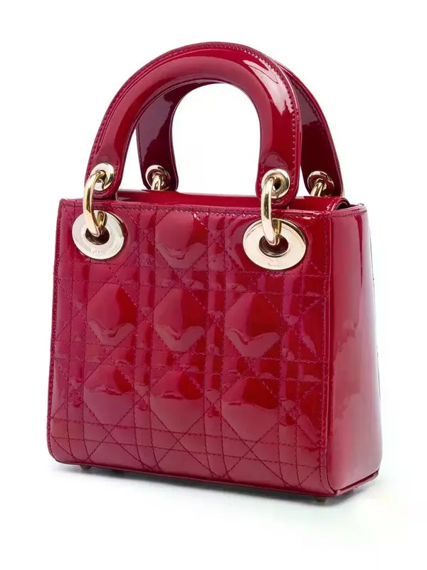 Dior 2017 Mini Patent Cannage Lady Satchel - Red