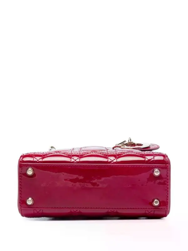 Dior 2017 Mini Patent Cannage Lady Satchel - Red