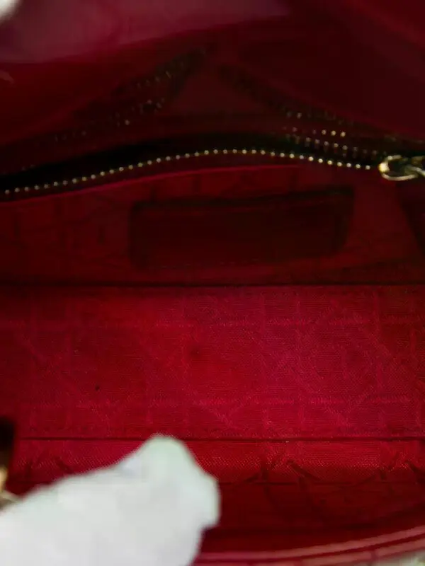 Dior 2017 Mini Patent Cannage Lady Satchel - Red