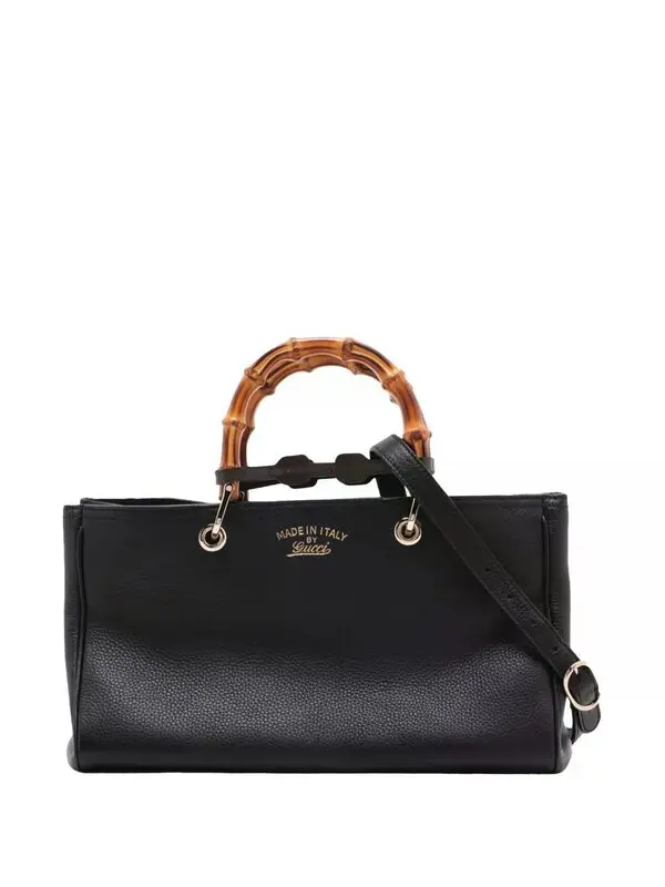 Gucci 2000-2015 Medium Calfskin Bamboo Shopper Satchel - Black