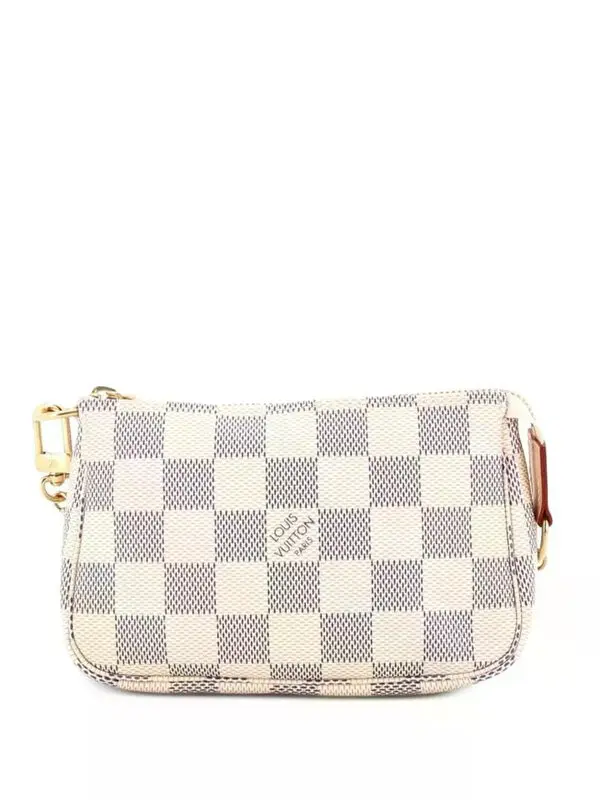 LOUIS VUITTON Pochette Accessoires Damier Mini Clutch Bag - White