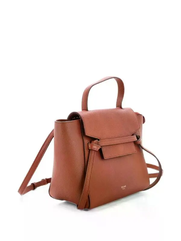 Celine Belt Bag Textured Leather Nano Shoulder Bag - Brown