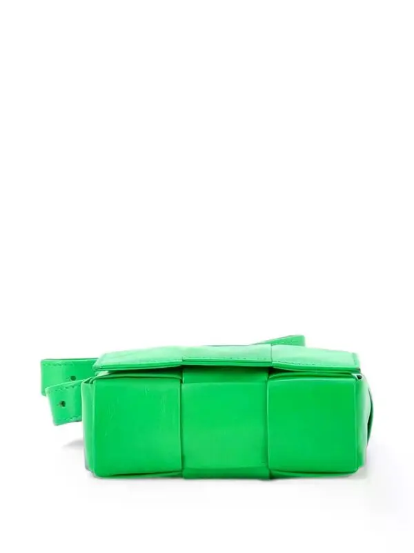 Bottega Veneta Cassette Maxi Intrecciato Leather Candy Crossbody Bag - Green