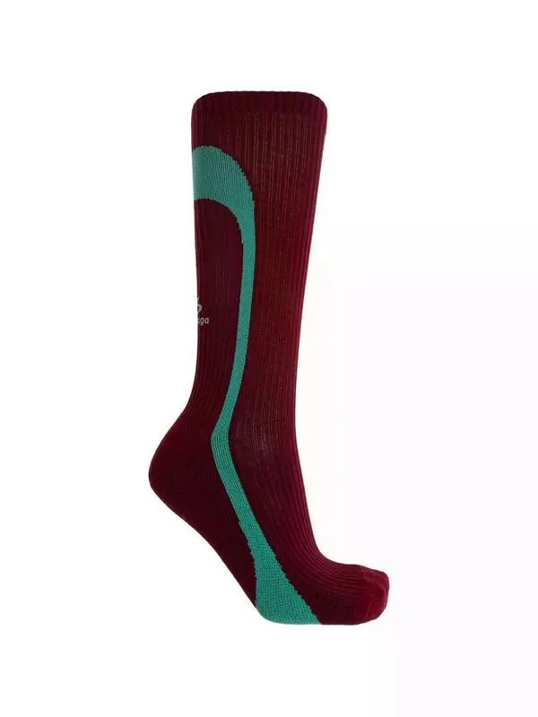 Balenciaga Logo-print Ribbed Socks - Red