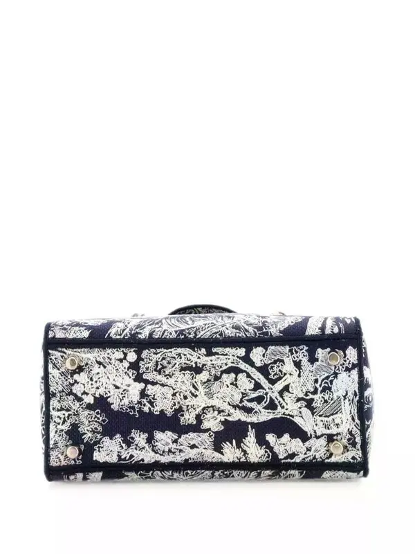 Dior Lady D-lite Embroidered Canvas Medium Satchel Bag - Blue