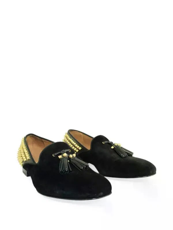 CHRISTIAN LOUBOUTIN Suede Embellished Tassel Loafers