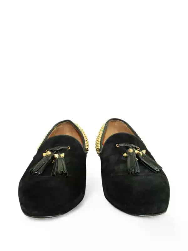 CHRISTIAN LOUBOUTIN Suede Embellished Tassel Loafers