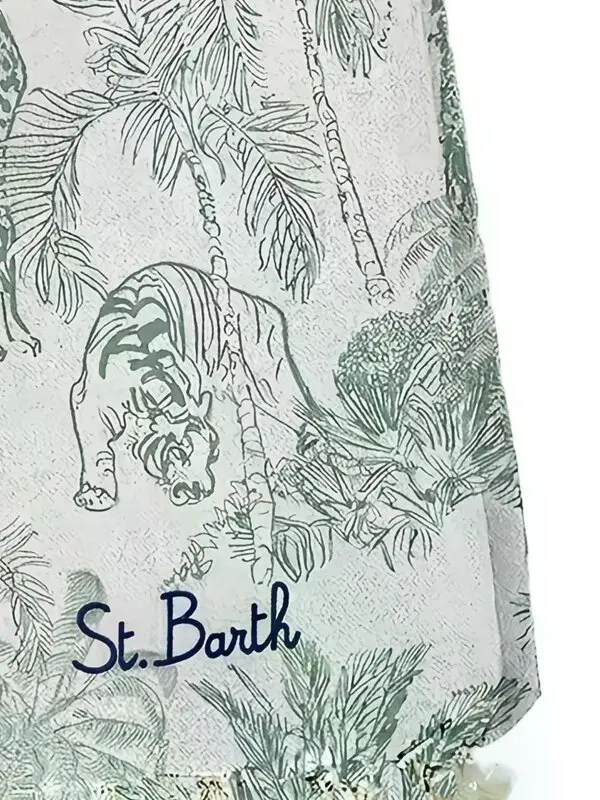MC2 SAINT BARTH Animal-print Fringed Beach Towel