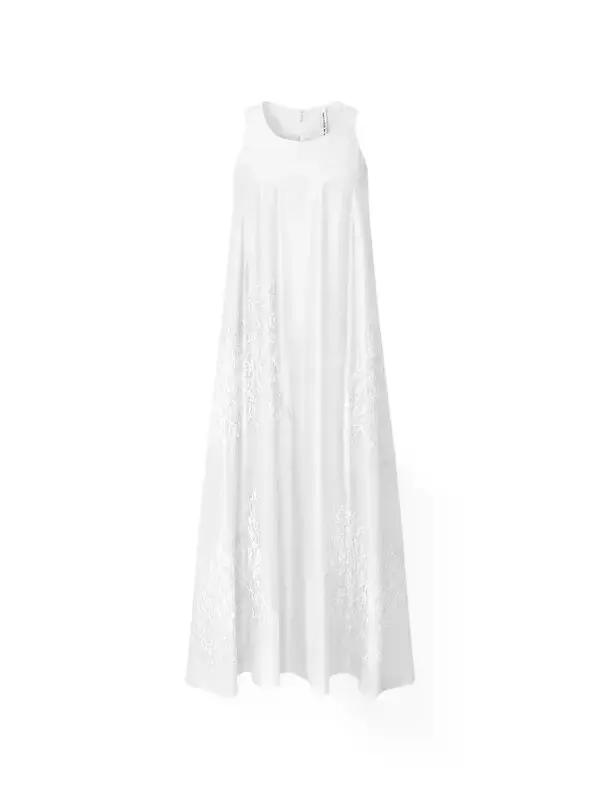 Liviana Conti Selma Lace-embellished Sleeveless Midi Dress - White