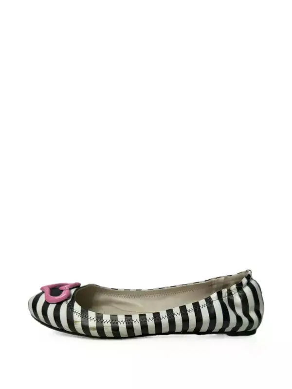 SOPHIA WEBSTER Miami Striped Leather Ballet Flats