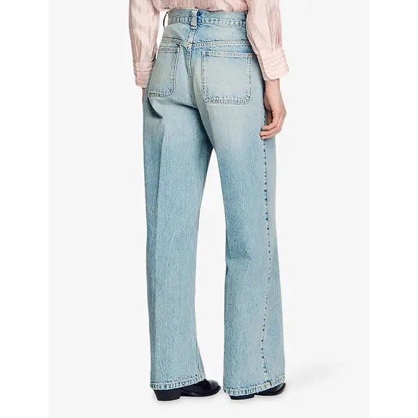 Sandro Straight-leg Faded-wash Denim Jeans