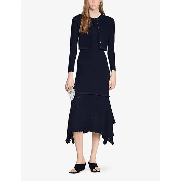 Sandro Slim-fit Pointelle Knitted Cardigan