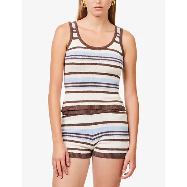 4TH & RECKLESS Amara Striped Cotton-blend Top