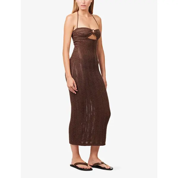 4TH & RECKLESS Miriam Halterneck Cotton-blend Maxi Dress