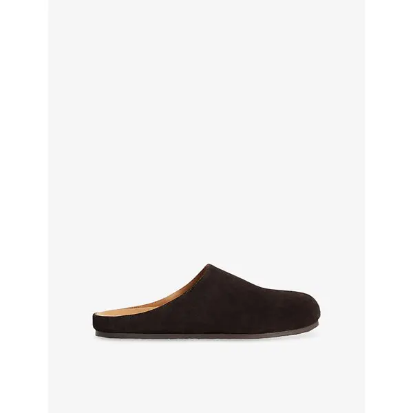 Sandro Round-toe Suede Mules - Chocolate