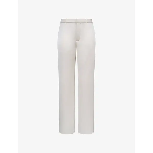 House Of Cb Amaria Relaxed-fit Satin Trousers - Cream