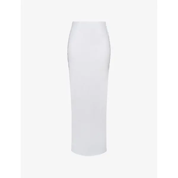 House Of Cb Lyra Slim-fit Stretch-cotton Maxi Skirt - White