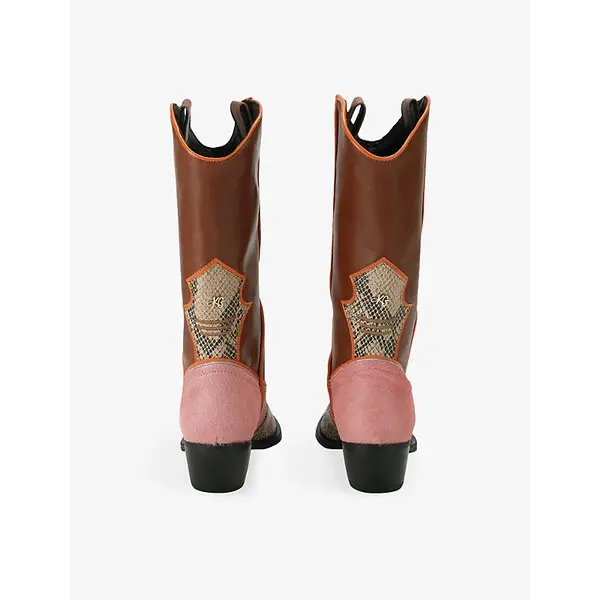 Kurt Geiger Scatter Leather And Suede Western Boots