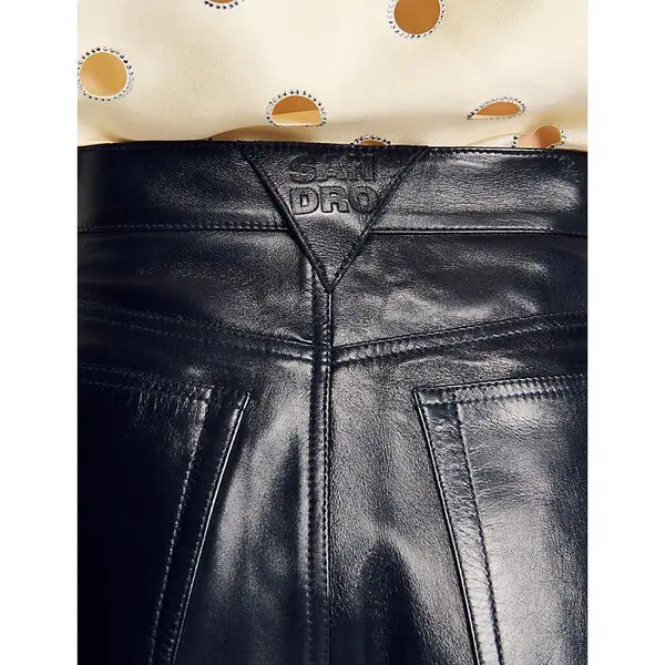 Sandro Barrel-leg High-rise Leather Trousers