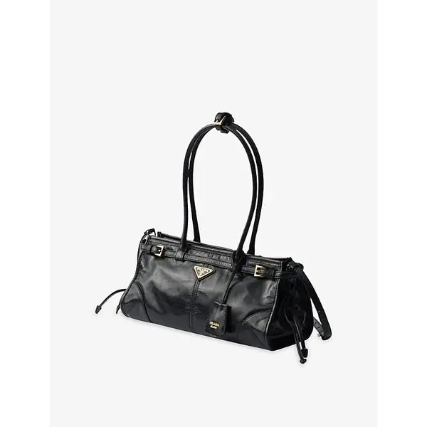 Prada Bonnie Medium Leather Handbag - Black