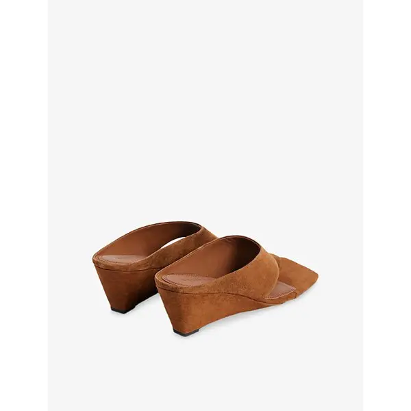 Sandro Toe-post Suede Wedge Sandals - Brown