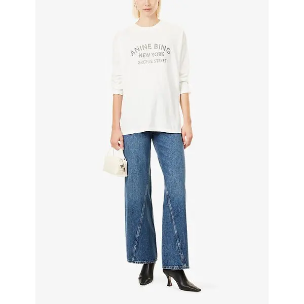 ANINE BING Ivan Long-sleeve Cotton T-shirt - Ecru